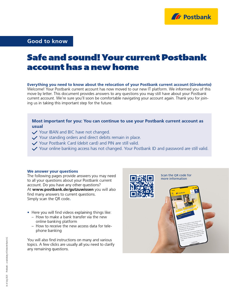 Postbank Good To Know Current Account | PDF | Online Banking | Banks & Banking