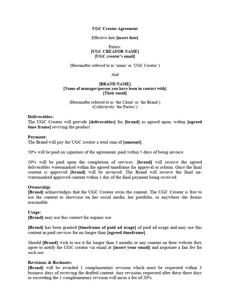 Ugc Contract | PDF