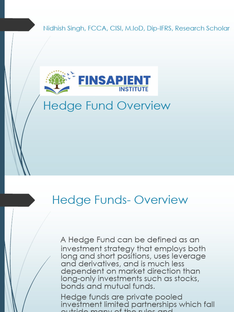 Hedge Fund Overview v1 | PDF | Arbitrage | Hedge Fund