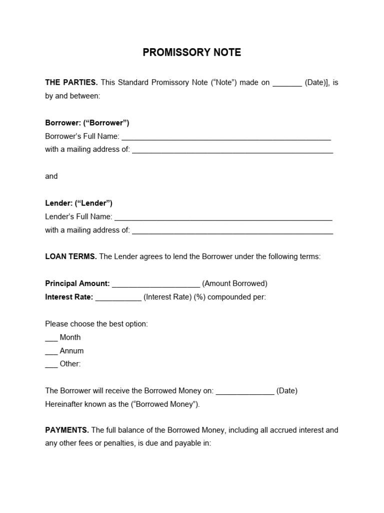Promissory Note Template | PDF | Interest | Promissory Note
