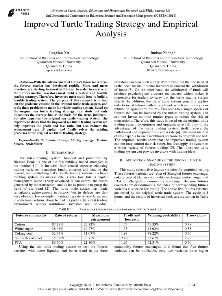 Improved Turtle Trading Strategy | PDF