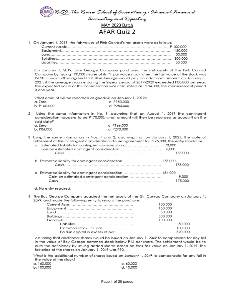 Quiz 2 | PDF | Depreciation | Goodwill (Accounting)