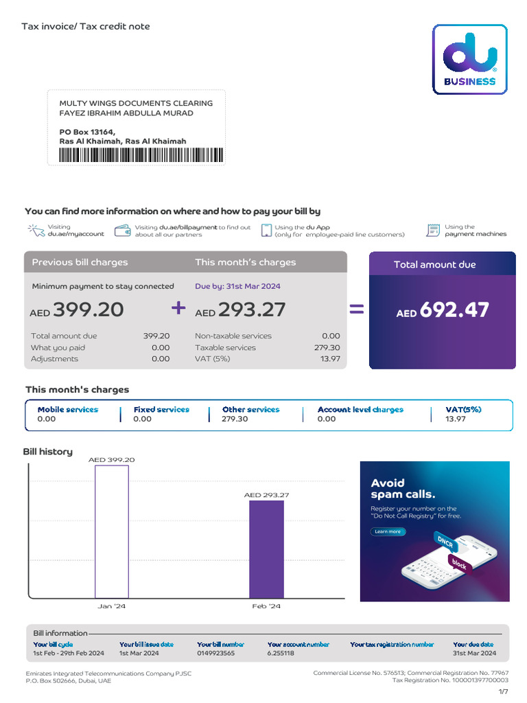 Tax Invoice/ Tax Credit Note: You Can Find More Information On Where and How To Pay Your Bill by ...