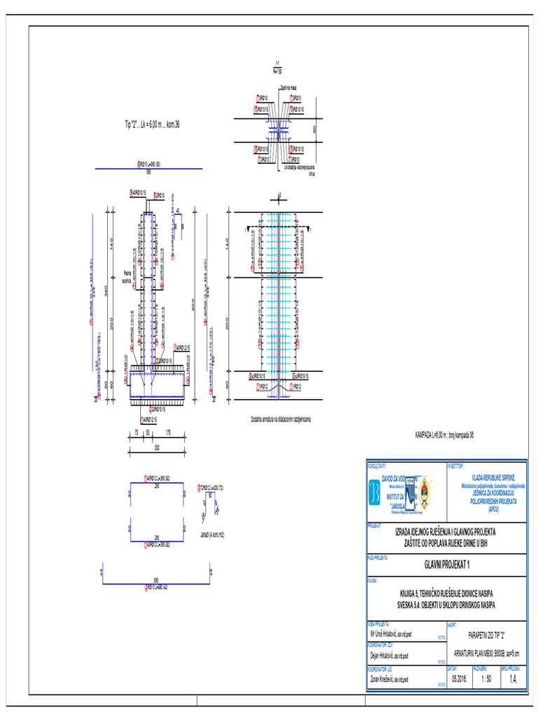 Prilog Br.1.4-Parapetni Zid - Armaturni Plan | PDF