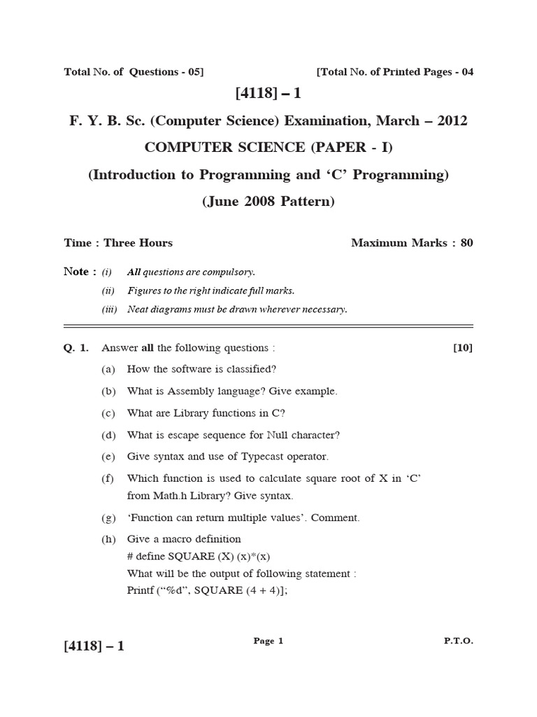 FYBSC - Computer Science | PDF | Computer Program | Programming