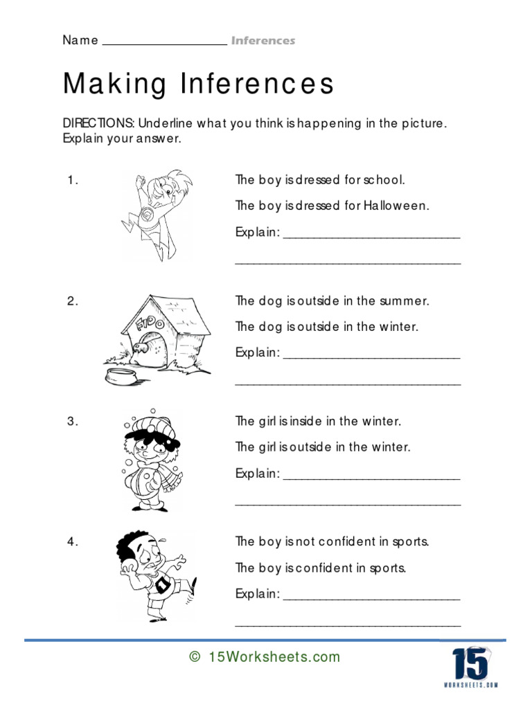 Making Inferences: DIRECTIONS: Underline What You Think Is Happening in ...