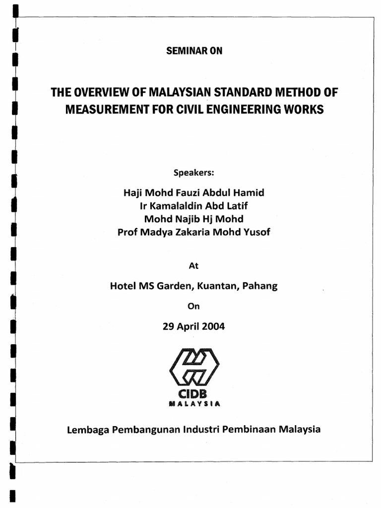 Seminar On The Overview of Malaysian Standard Method of Measurement For ...