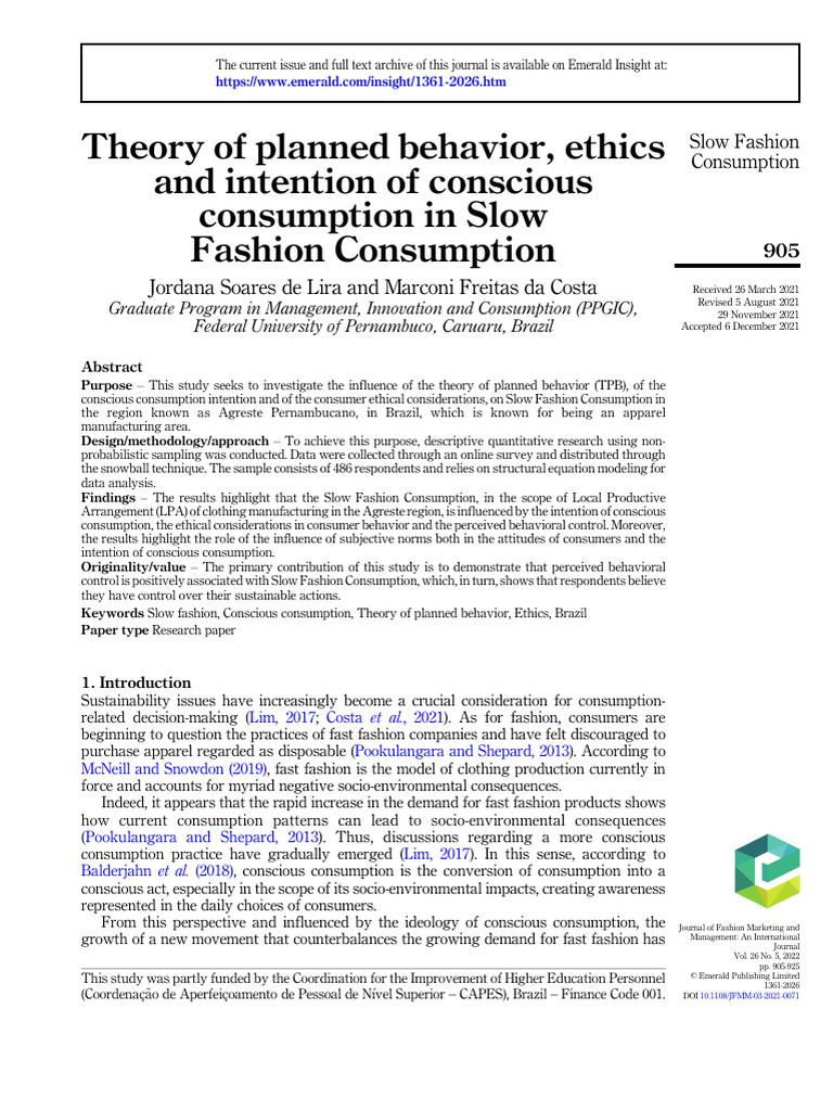 Conscious Consumption in Slow Fashion | PDF | Attitude (Psychology ...