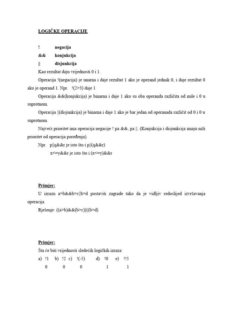 04 Logičke Operacije | PDF