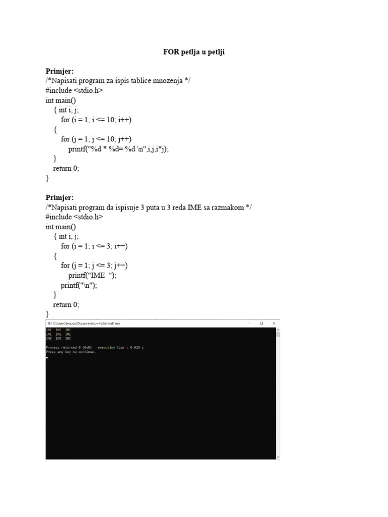 Primjeri C programa s petljama | PDF | Computer Programming | Computer ...
