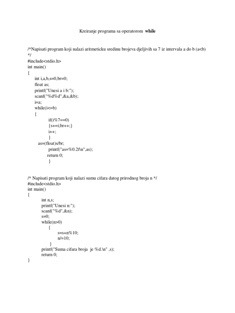 22 Kreiranje Programa Sa Operatorom While | PDF
