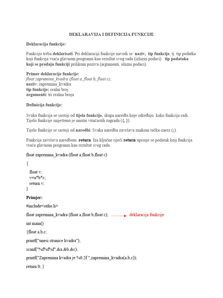 28 Deklaravija I Definicija Funkcije | PDF