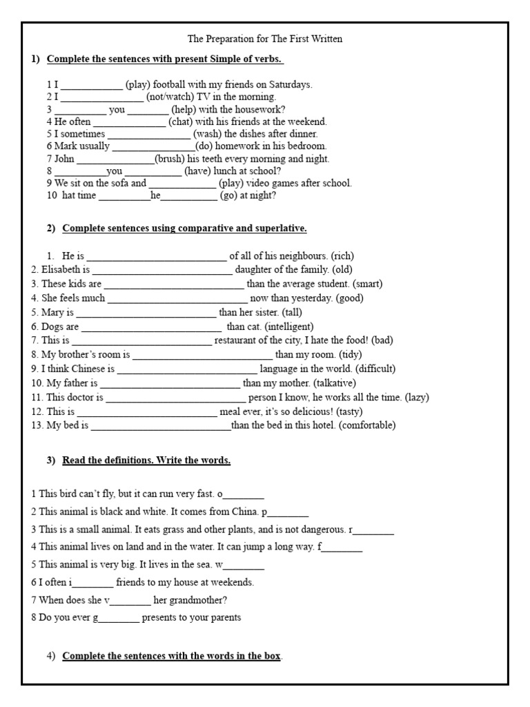 The Preparation For The First Written Fifth | PDF