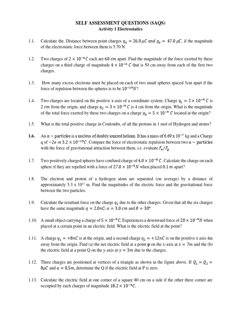 Self Assessment Questions One | PDF