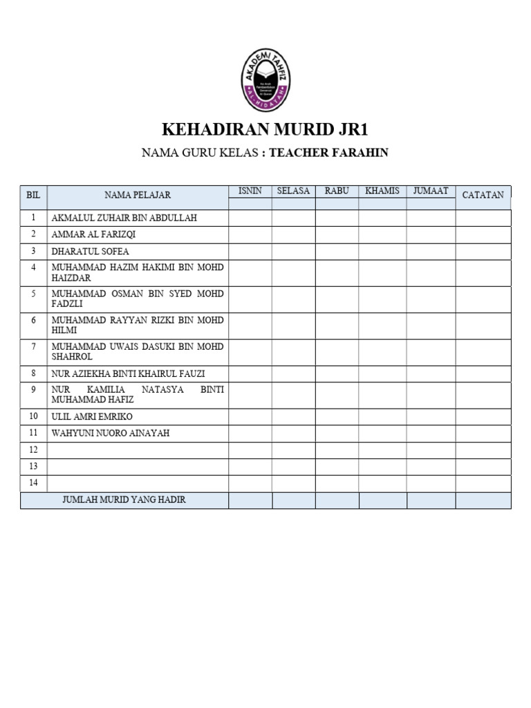 Kehadiran Murid 2023 | PDF