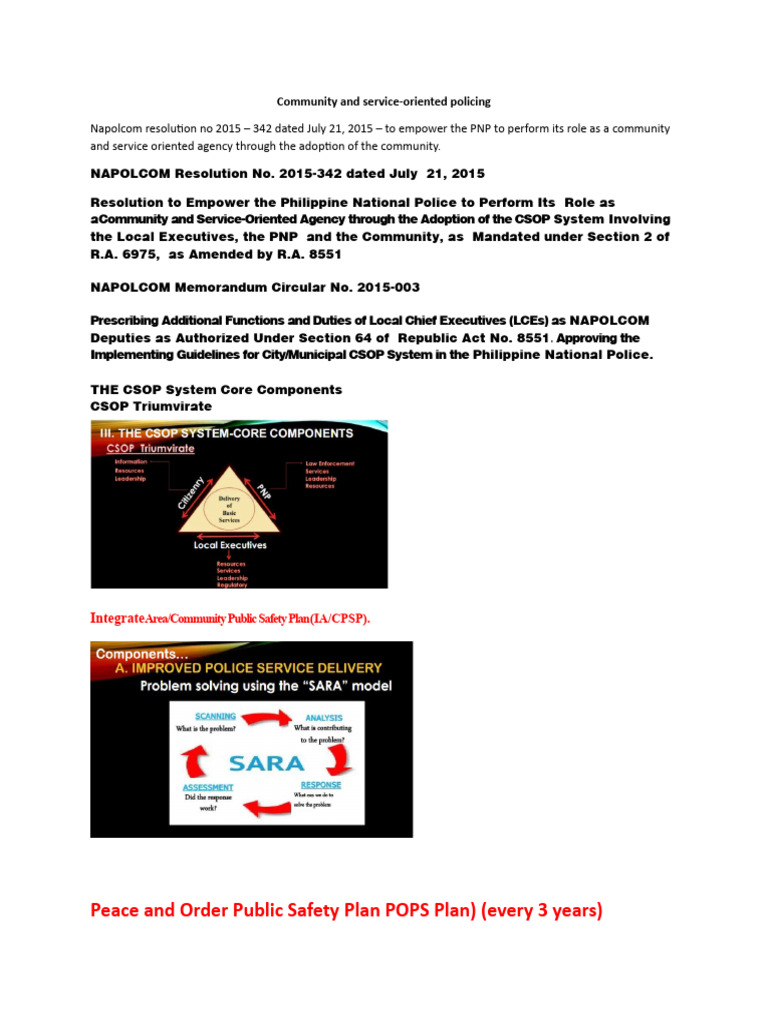 Community and Service Oriented Policing Reviewer | PDF