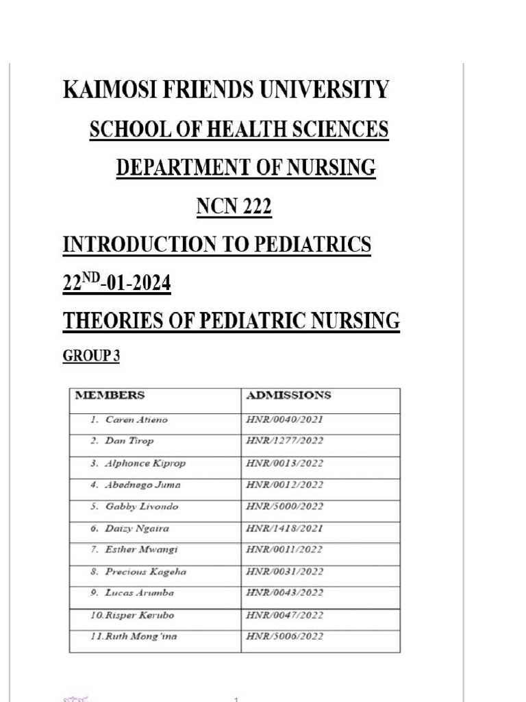 Theories of Pediatric Nursing | PDF | Nursing | Health Care