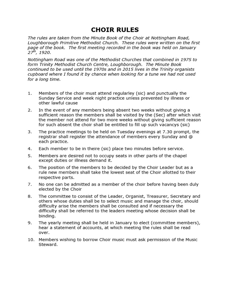 Choir Rules | PDF