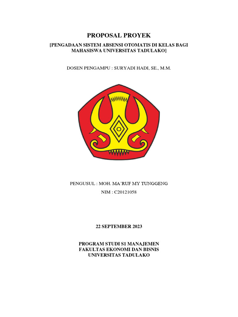 Moh - Ma'ruf MY T - C20121058 - (Proposal Proyek Pengadaan Absensi Otomatis) | PDF