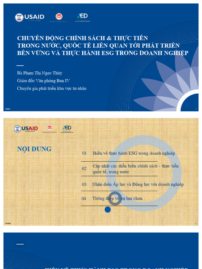 Chuyển động chính sách và thực tiễn trong nước, quốc tế về PTBV, ESG | PDF