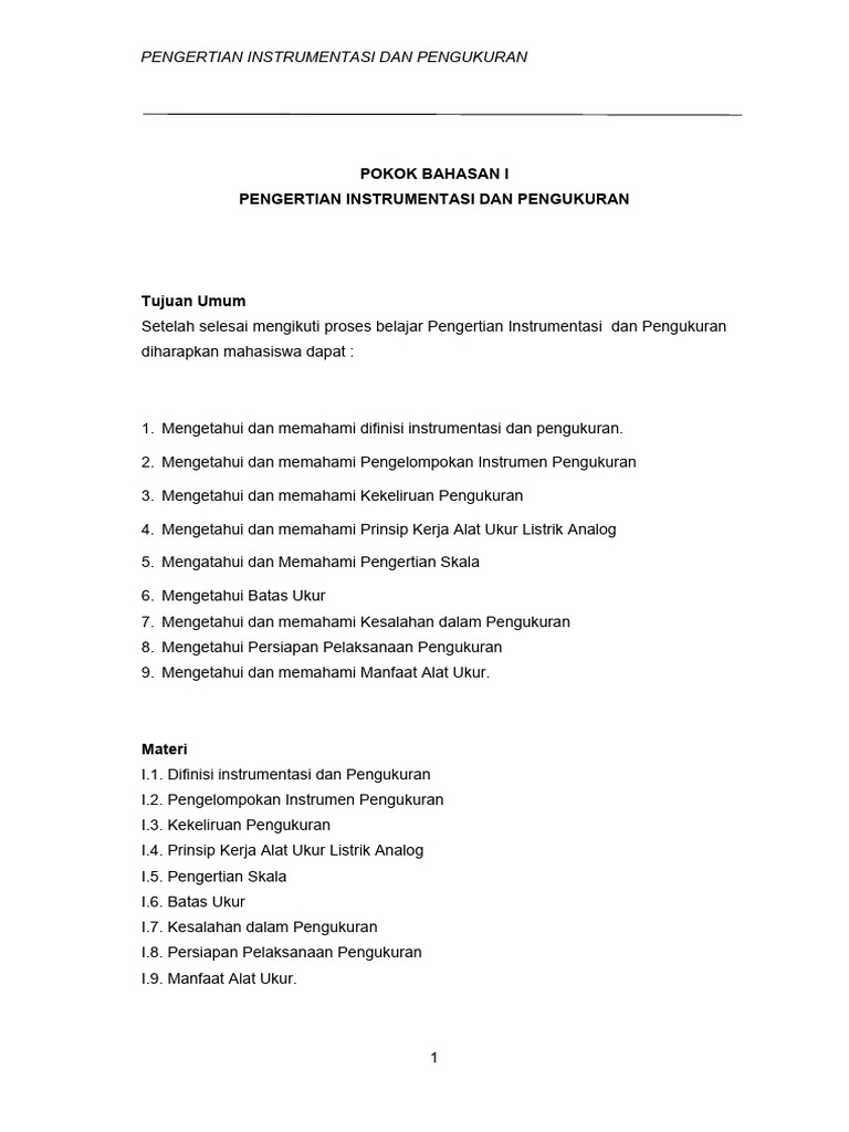 Instrumentasi Dan Pengukuran-Bahan Ke 1 | PDF
