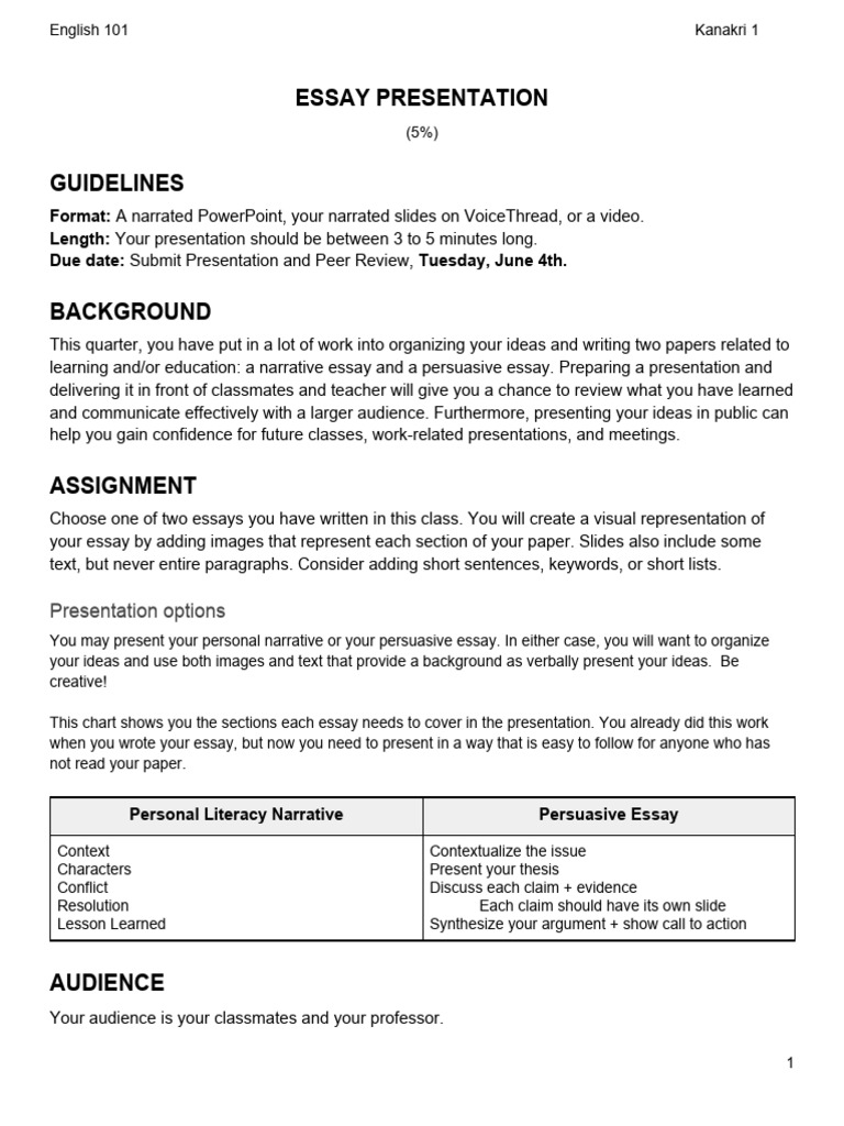 Essay Presentation Guidelines | PDF | Essays | Learning