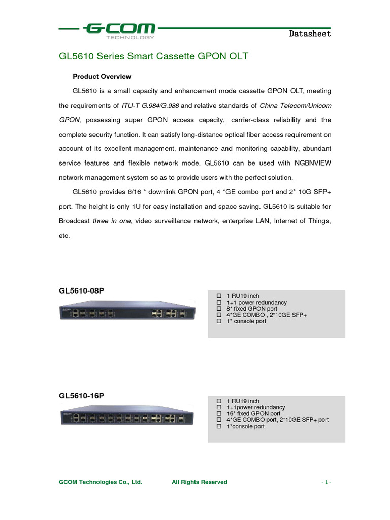 Olt Gpon GL5610 1 1 | PDF | Ip Address | Port (Computer Networking)