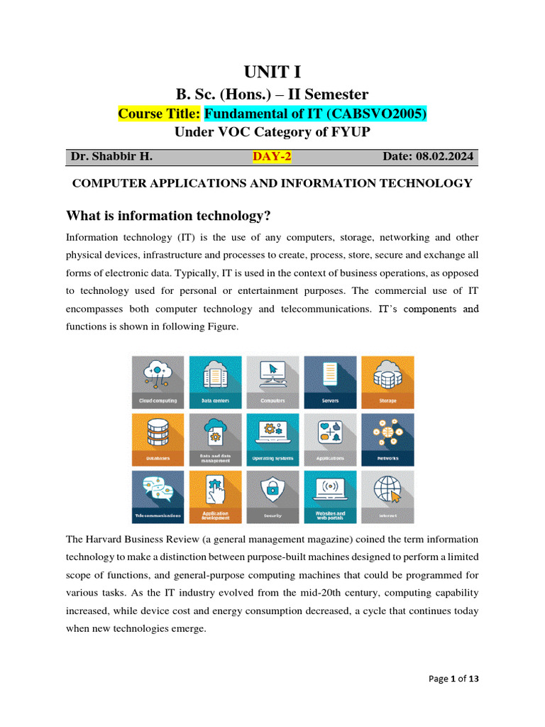 UNIT I - Day-2 | PDF | Random Access Memory | Computer Data Storage