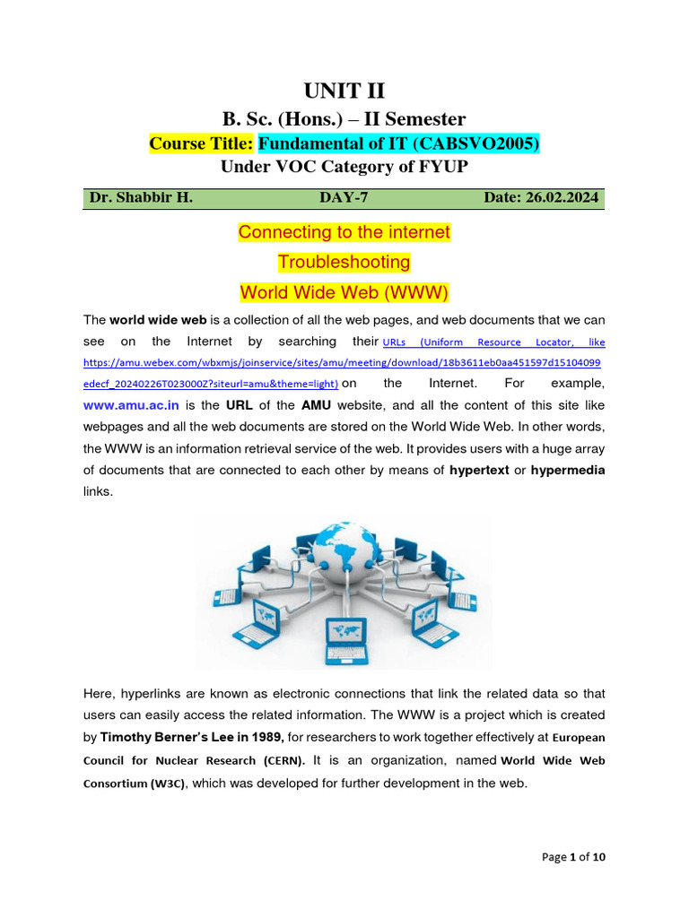 UNIT II - Day 7 26.02.2024 | PDF | Internet Protocol Suite | Domain Name System