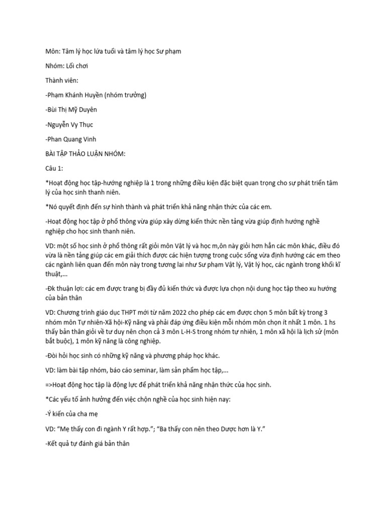 TLH L A Tu I Câu 1 | PDF