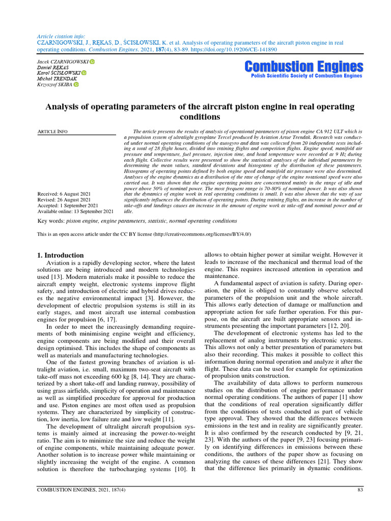 Analysis of Operating Parameters of | PDF | Engines | Internal Combustion Engine