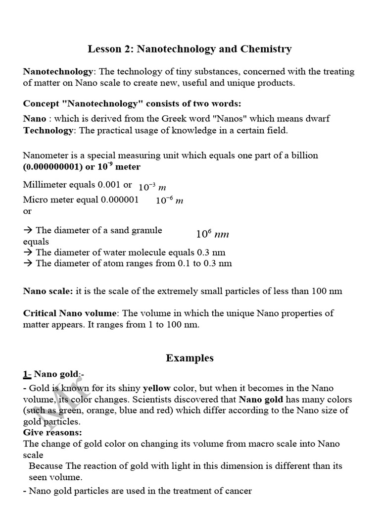 Lesson 2, Nano... | PDF | Nanotechnology | Nanomaterials