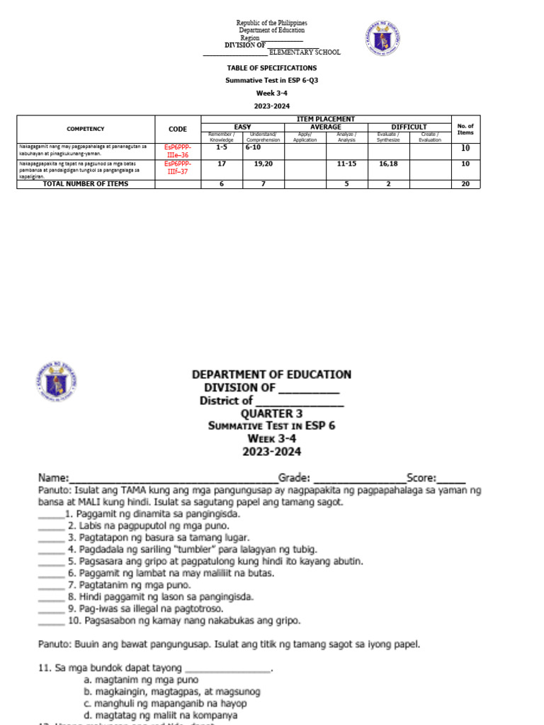 ST2 - Esp 6 - Q3 | PDF