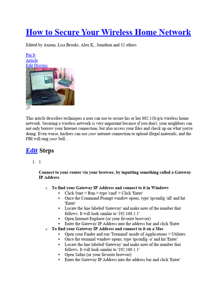How To Secure Your Wireless Home Network | PDF | Computer Network ...