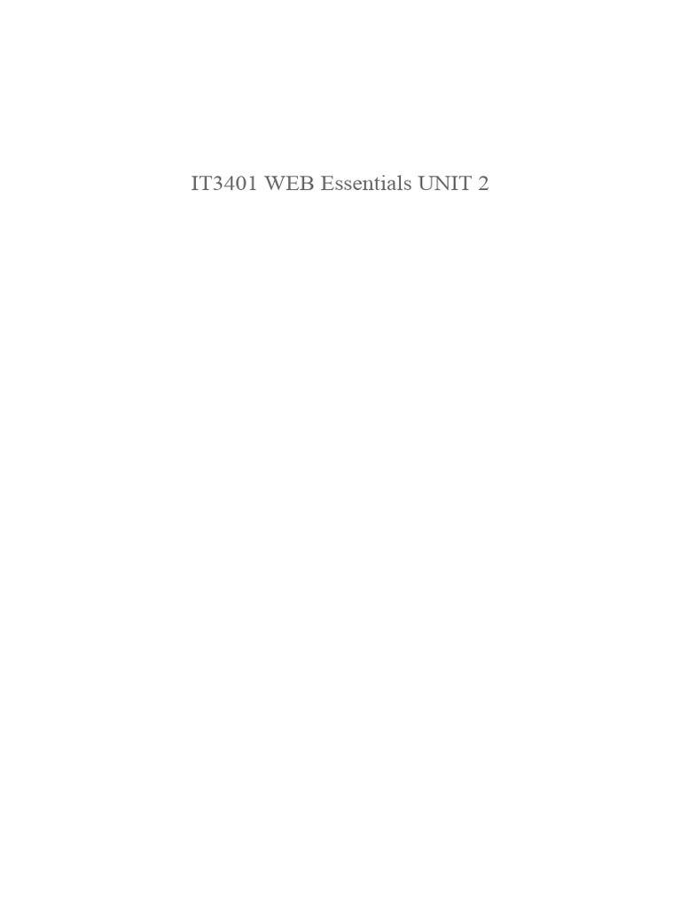 It3401 Web Essentials Unit 2 Notes | PDF | Html | Html Element