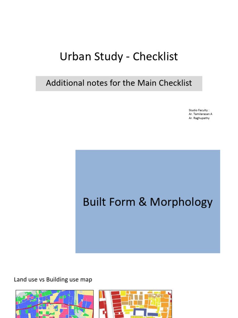 Urban Study - Checklist - Addl Notes | PDF