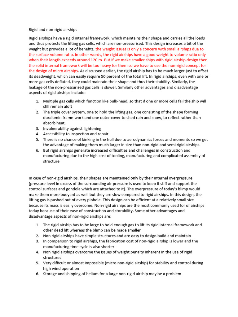 Rigid and Non-Rigid Airships | PDF | Airship | Aeronautics