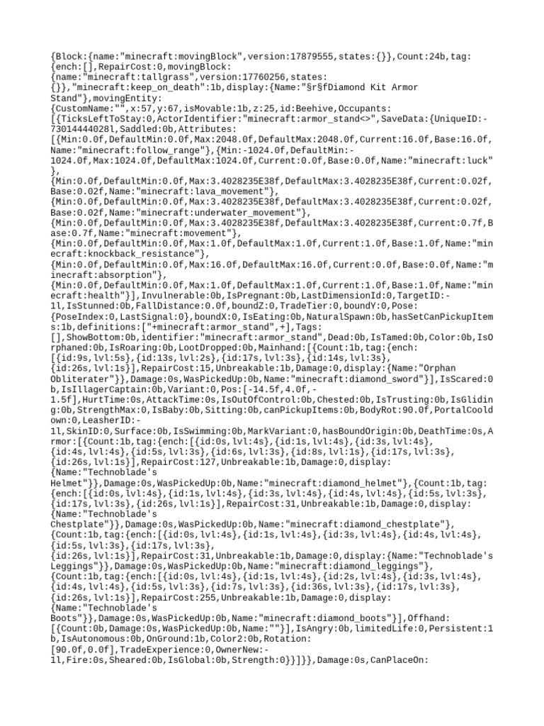 Kit - Diamond - Armor - Stand (MVB) Mcpe NBT | PDF