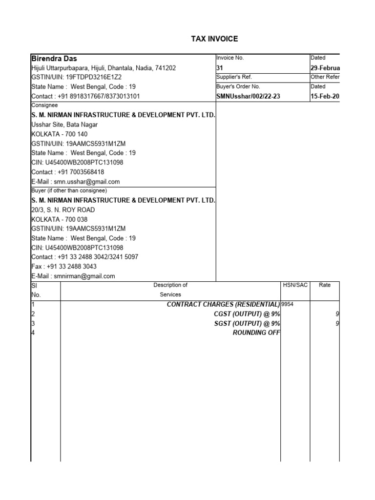 6th GST Invoice Birendra Das | PDF | Payments | Government Finances