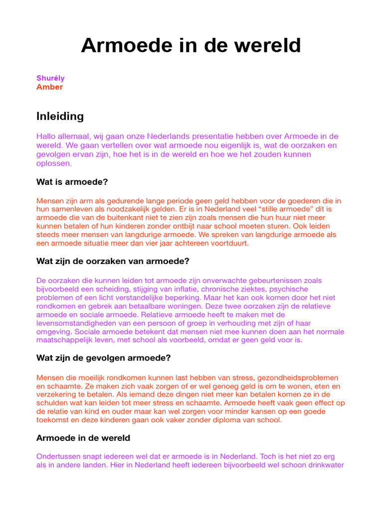 Nederlands Presentatie Armoede | PDF
