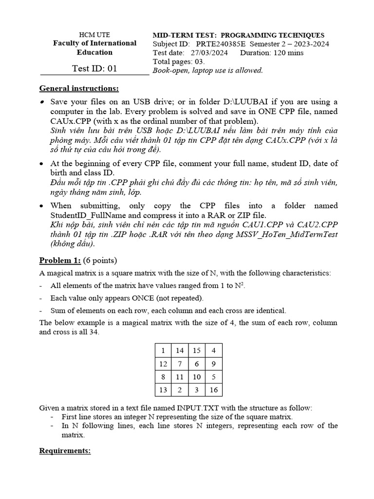 2024 - MidTerm Test (T4) | PDF