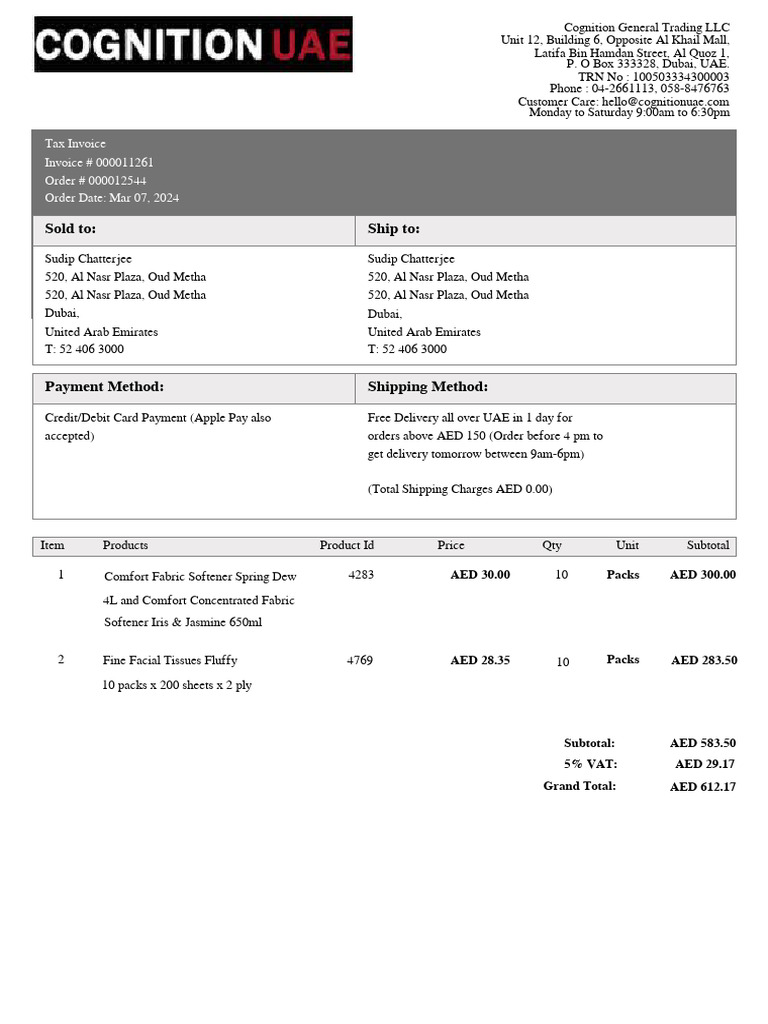 Invoice | Download Free PDF | United Arab Emirates | Invoice
