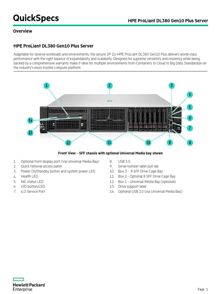 HPE ProLiant DL380 Gen10 Plus Server-A50002553enw | PDF | Computer Architecture | Computer Hardware