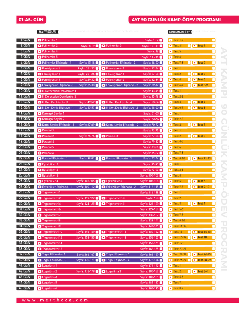 90 Günde AYT-2024 Kamp Programı | PDF