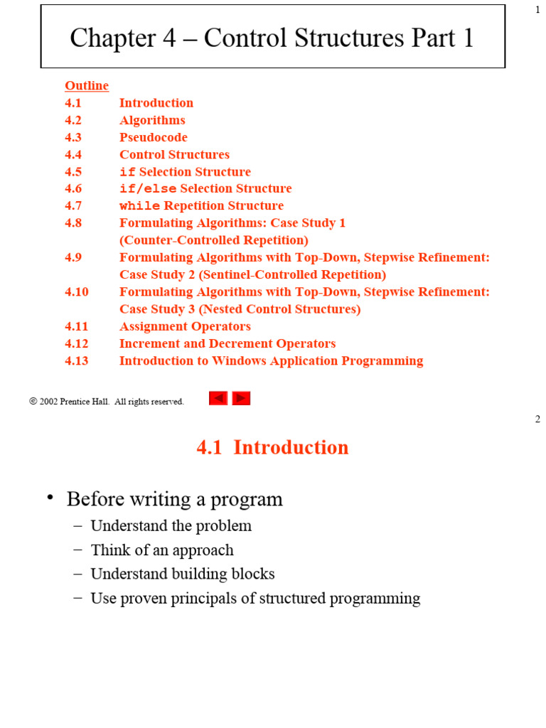 OOP Chapter 4 Control Structures Part 1 | PDF | Boolean Data Type | Computer Programming