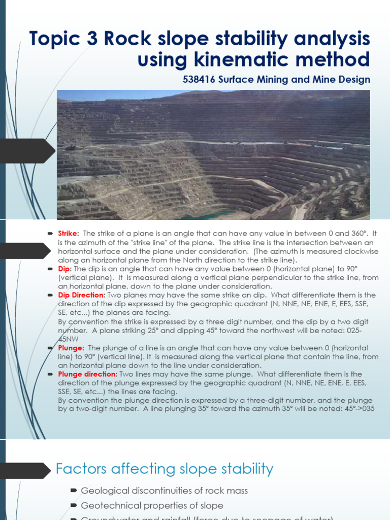 Topic 3 Rock Slope Stability Analysis Using Kinematic Method | PDF | Geology | Earth Sciences