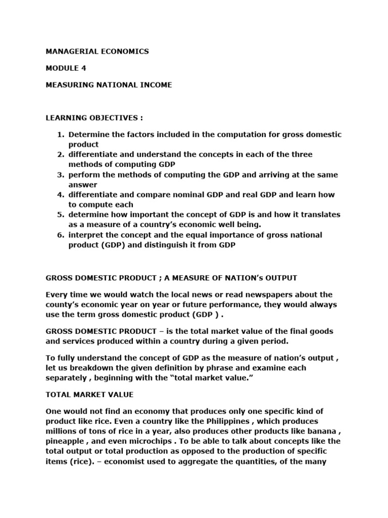 Manegerial Econ GDP | PDF | Gross Domestic Product | Consumption ...