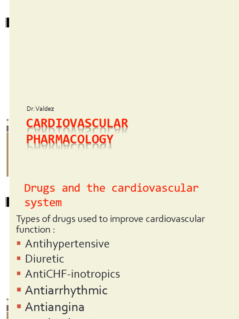 Cardiovascular Pharmacology Overview | PDF | Angiotensin | Hypertension