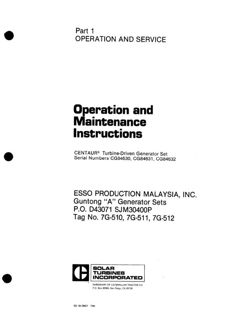 Centaur 40 Old Generator Set | PDF