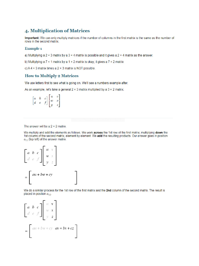 Multiplication of Matrix | PDF
